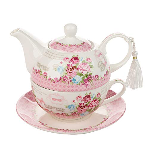 London Boutique Tea for One Teapot Cup suacer Set Vintage Flora Rose L ...
